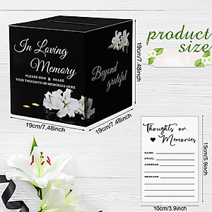 Fainne 50 Pcs Lily Share a Memory Cards with Celebration of Life Box Funeral Advice Cards Thank You Sympathy Holder Box Decor for Guest Funerals Memorial Service Farewell Remembrance Party Supplies
