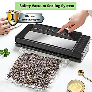 Automatic Vacuum Sealer for Food Savers - Safety Compact Vacuum Sealer Machine with 4 Sealing Modes and Vacuum Seal Bags & Rolls Starter Kit for Food Storage and Sous Vide, Black