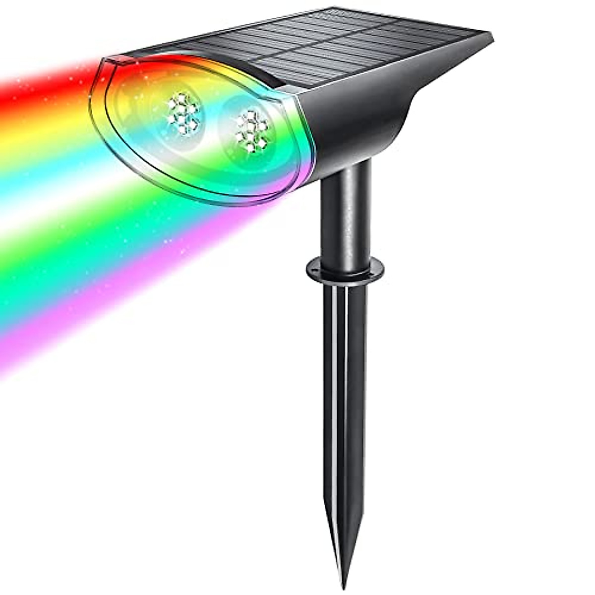 Anxbbo Solar Color Changing Spot Lights Outdoor, Waterproof 7 Colors16 LED Solar Landscape Spotlights, Solar Powered Multicolour Lights for Yard, Garden, Pathway, House, Christmas, 1 Pack