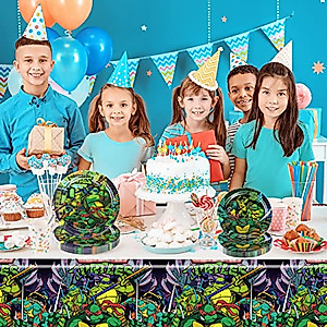 Ninja Turtle Birthday Party Supplies, Teenage Mutant Ninja Theme Tableware Set Include 1 Tablecloth, 10pcs Plates 7",10pcs Plates 9" and 20 Napkins for Boys Birthday Party Supplies