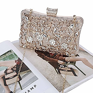 Tanpell Womens Crystal Evening Clutch Bag Rhinestone Wedding Handbag Purse for Bridal Prom Cocktail Party (Champagne)