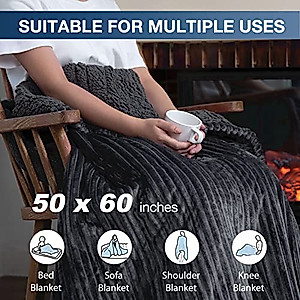 DAILYLIFE Electric Blanket, Heated Throw 50"x60", Cozy Soft Flannel & Sherpa, UL Certified, Fast Heating, 10 Heating Settings, Auto Shut Off, Machine Washable, Gray