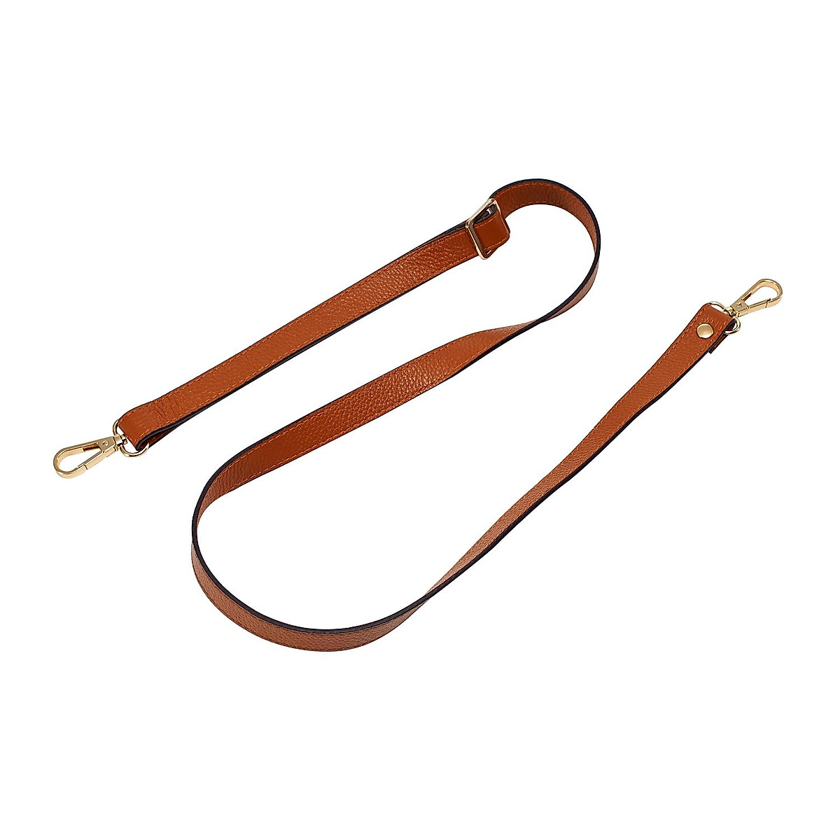 VanEnjoy Full Grain Leather Adjustable Replacement Strap Cross Body Bag Purse, 26-51 inch Gold Hardware - 1.8 CM Width (Black-Silver Metal With Tasse) (Brown)