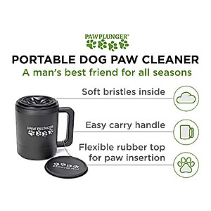Paw Plunger - The Muddy Paw Cleaner for Dogs - Saves Carpet, Furniture, Bedding, Cars from Dirty Paw Prints - Use This Dog Paw Washer After Walks - Soft Bristles and Handle - Large, Black