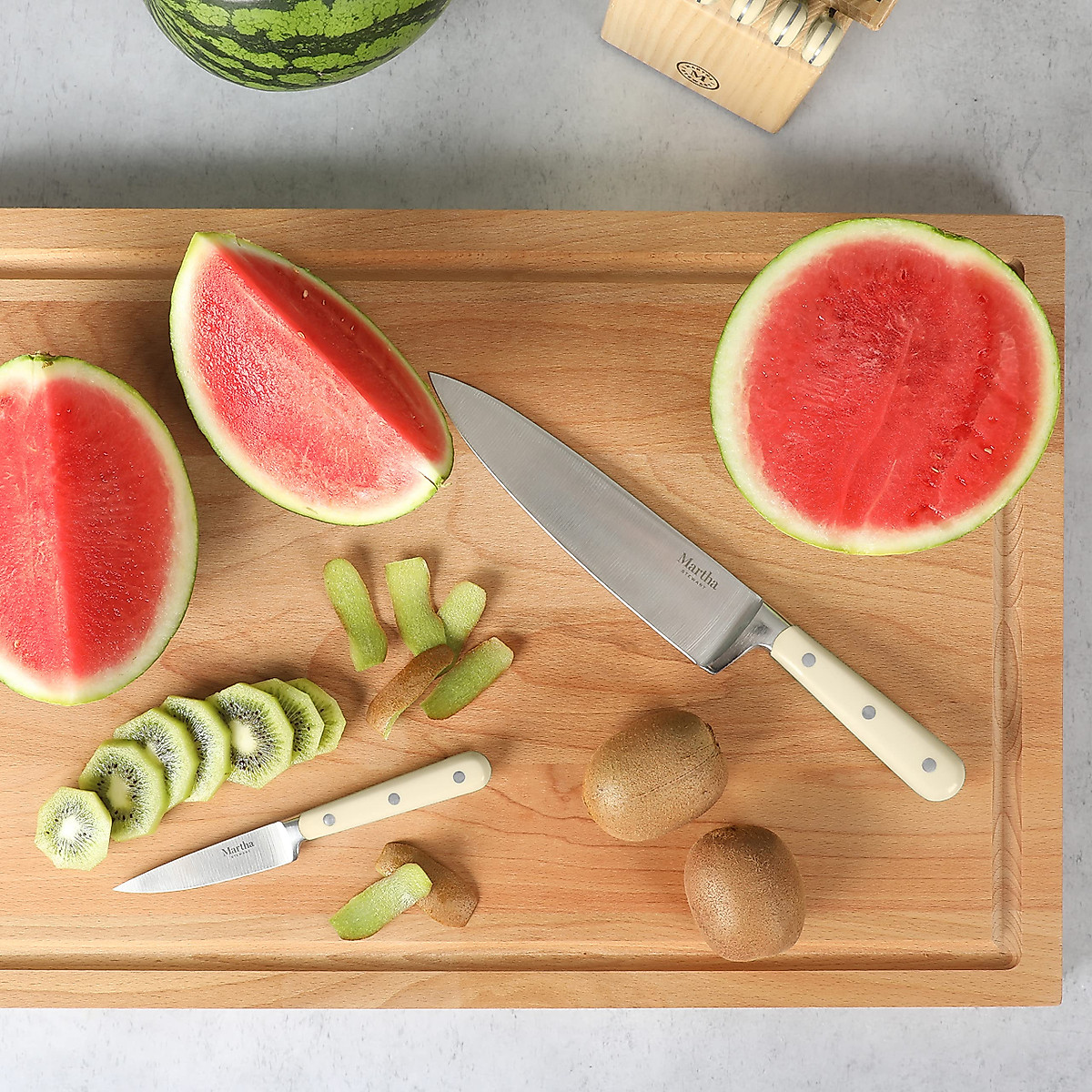 Martha Stewart 8 Inch Forged Triple Riveted Stainless Steel Chef Knife - Linen