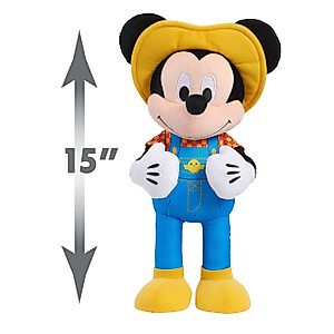 Disney Junior Farmer Mickey Mouse Feature Plush, Lights, Phrases, and Movement, Officially Licensed Kids Toys for Ages 3 Up, Amazon Exclusive
