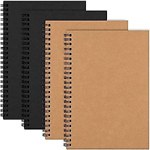 EOOUT 4 Pack Spiral Lined Notebook, Ruled Journals Notebooks, Soft Cover Notebook, 80 Sheets, 160 Pages, Lined Paper, 5" x 8", for Gifts, Office, School Supplies