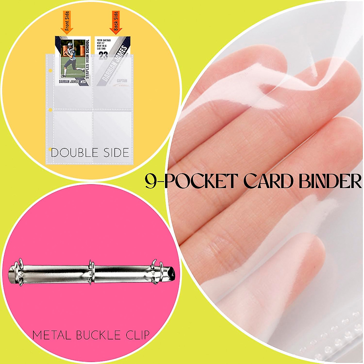 Card Binder 9 Pocket, Trading Card Holder Fits 900 Cards. Trading Card Album Folder with Zipper for Sports, Game Card Case.