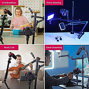PICTRON Live Broadcast Boom Arm, ULANZI Flexible Desk Mount Camera Arm Clamp Webcam Stand, Microphone Boom Arm for Blue Yeti Snowball Yeti Nano, Webcam, Camera, LED Light, Voice Recording, Podcasting