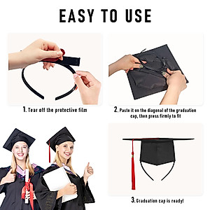 KHG Graduation Cap Headband, Grad Cap Headband Insert, Secure Holder Accessory for Graduation Cap and Hairstyles, Essential Gift for Graduates, Fixed