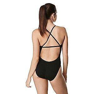 Speedo Women's Swimsuit One Piece Endurance+ Cross Back Solid Adult Team Colors, Black, 30