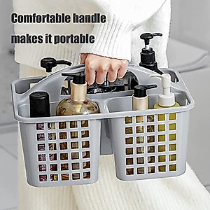 Andmey Cleanning Caddy Basket Plastic Storage Shower Caddy Bucket with Handle for Garden, Cleaning Supplies, Gray