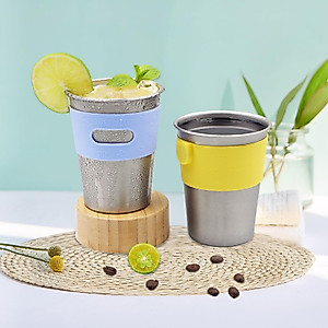 Rich&Ray 12 oz Magnetic Fridge Cups, Magnetic Hanging Cup Hanging on Fridge, Reusable Stainless Steel Cups with Silicone Cup Holder for Fridges or Water Coolers, 4 Pack (Multicolor)