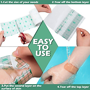 Waterproof Adhesive Bandage Transparent Stretch Adhesive Bandage Roll Clear Adhesive Bandages Dressing Roll (4 Inches x 10.94 Yards)