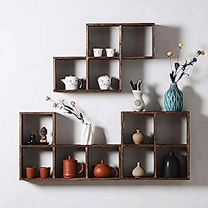 LLRYN Rustic Wall-Mounted Racks - Solid Wood. Suitable for Entrance passages, Kitchens, bathrooms, Living Rooms, etc. (Size : E)