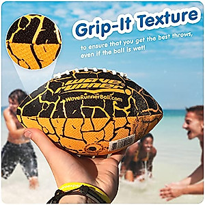 Wave Runner Grip It Waterproof Football- Size 9.25 Inches with Sure-Grip Technology | Let's Play Football in The Water! (Random Color)