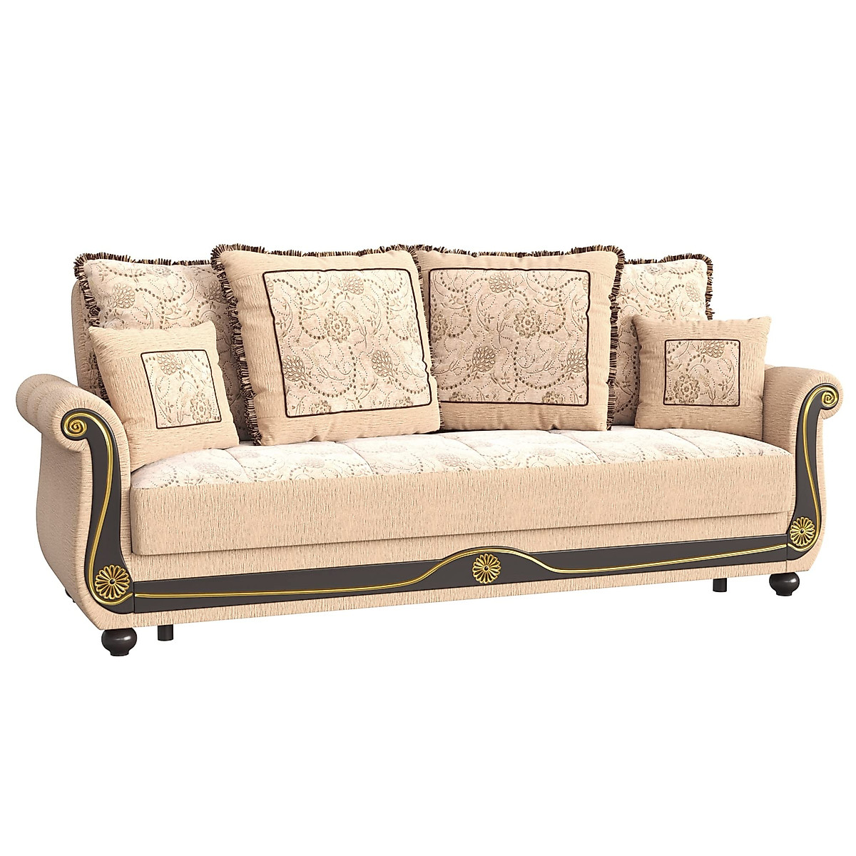 Ottomanson Americano Collection Upholstered Convertible with Storage, Sofabed, Beige