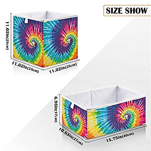 xigua Tie Dye Cube Storage Bin Large Collapsible Storage Box Canvas Storage Basket for Home,Office,Books,Nursery,Kid's Toys,Closet