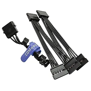 COMeap Molex to SATA Power Splitter Cable, Molex to 5X Serial ATA Power Extension Hard Drive Adapter 24-inch(60CM)