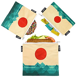 Artovida Artists Collective Lunch Baggies | Snack and Sandwich Bags with Zipper - Improved Dual Layer Design by Budi Kwan (Indonesia) The Ocean, the Sea, the Wave