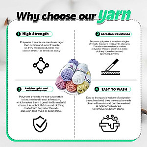 Bulingbuling Glow in The Dark Yarn, Crochet Yarn for Crocheting,Yarn for DIY Art,Knitting, Crocheting, and Crafts-10 Pack of Total520g/18oz- 546 Yards Colorful