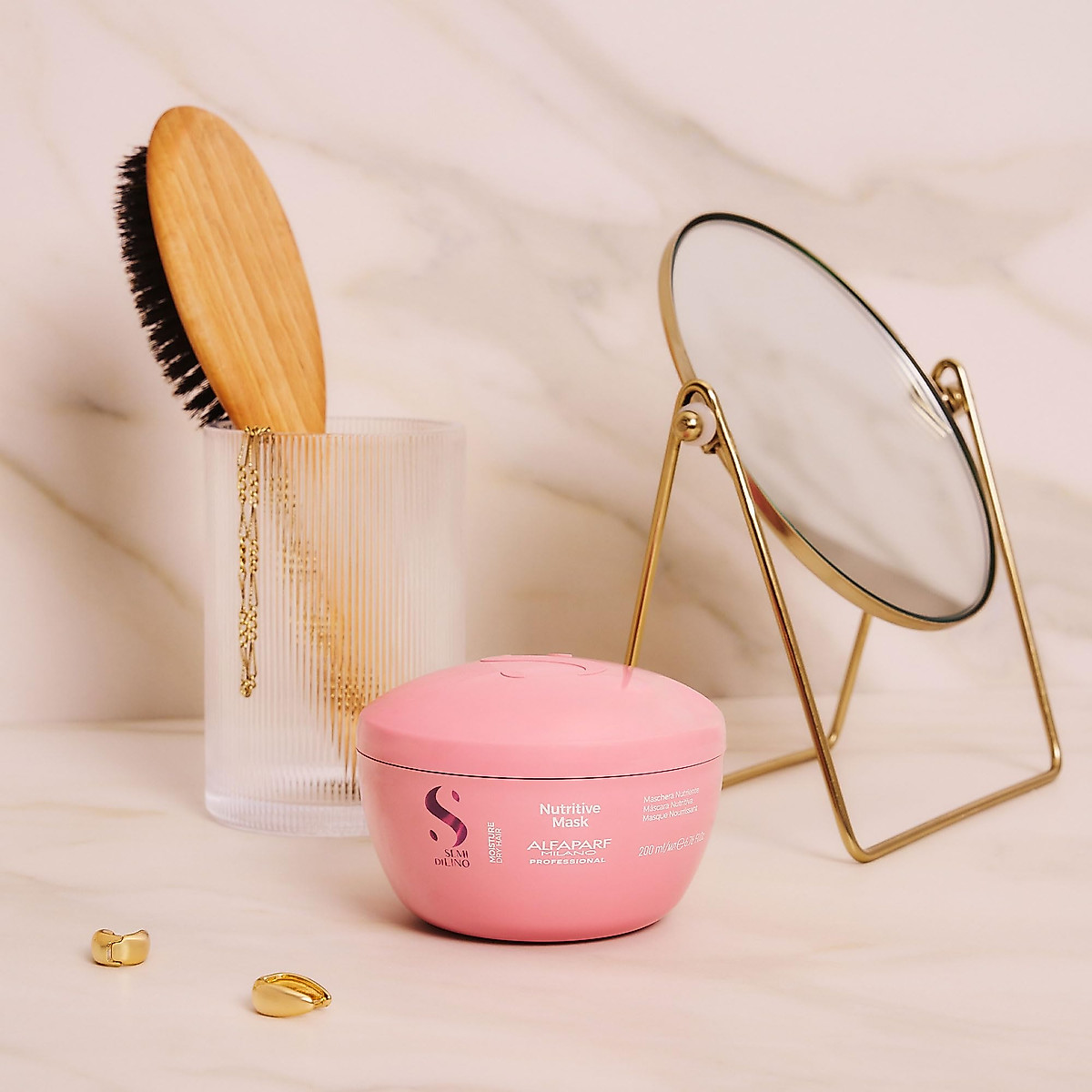 Alfaparf Milano Semi Di Lino Moisture Nutritive Hair Mask - Deep Conditioning Hair Repair Mask for Hydration & Shine - Sulfate, Paraben & Paraffin Free - Professional Quality Hair Care (6.76 oz)