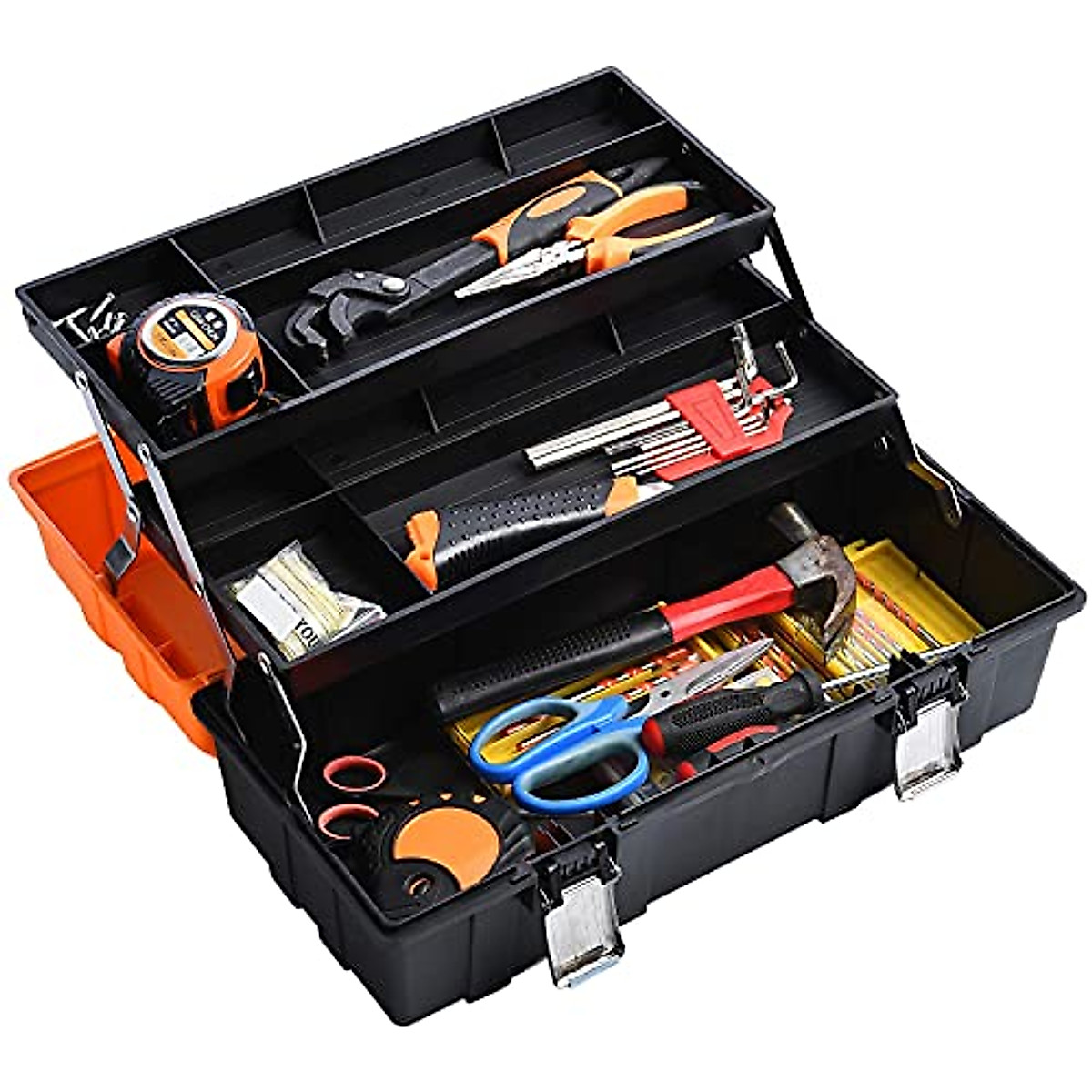 17-Inch Three-Layer Plastic Storage Box Tool Box Sewing Box Organizer, Multipurpose Organizer and Portable Storage Case for Art Craft and Cosmetic (Style B)