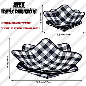 4 Pieces 2 Sizes Bowl holders Sponge and Microfiber Small Bowls Large Bowls Holder for Microwave Heat Plate Bowl Food Warmer for Home Kitchen and Hot Bowl Holder (Black and White)