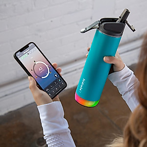 Hidrate Spark PRO Smart Water Bottle – Tracks Water Intake with Bluetooth, LED Glow Reminder When You Need to Drink – Straw Lid, 21oz, Black