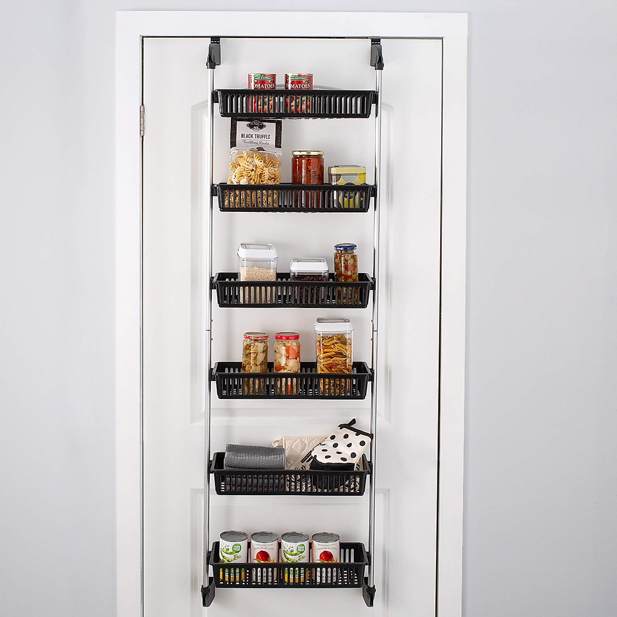 Organize It All Over The Door 2-Basket Hanging Storage With Bottom Bar Towel Hooks