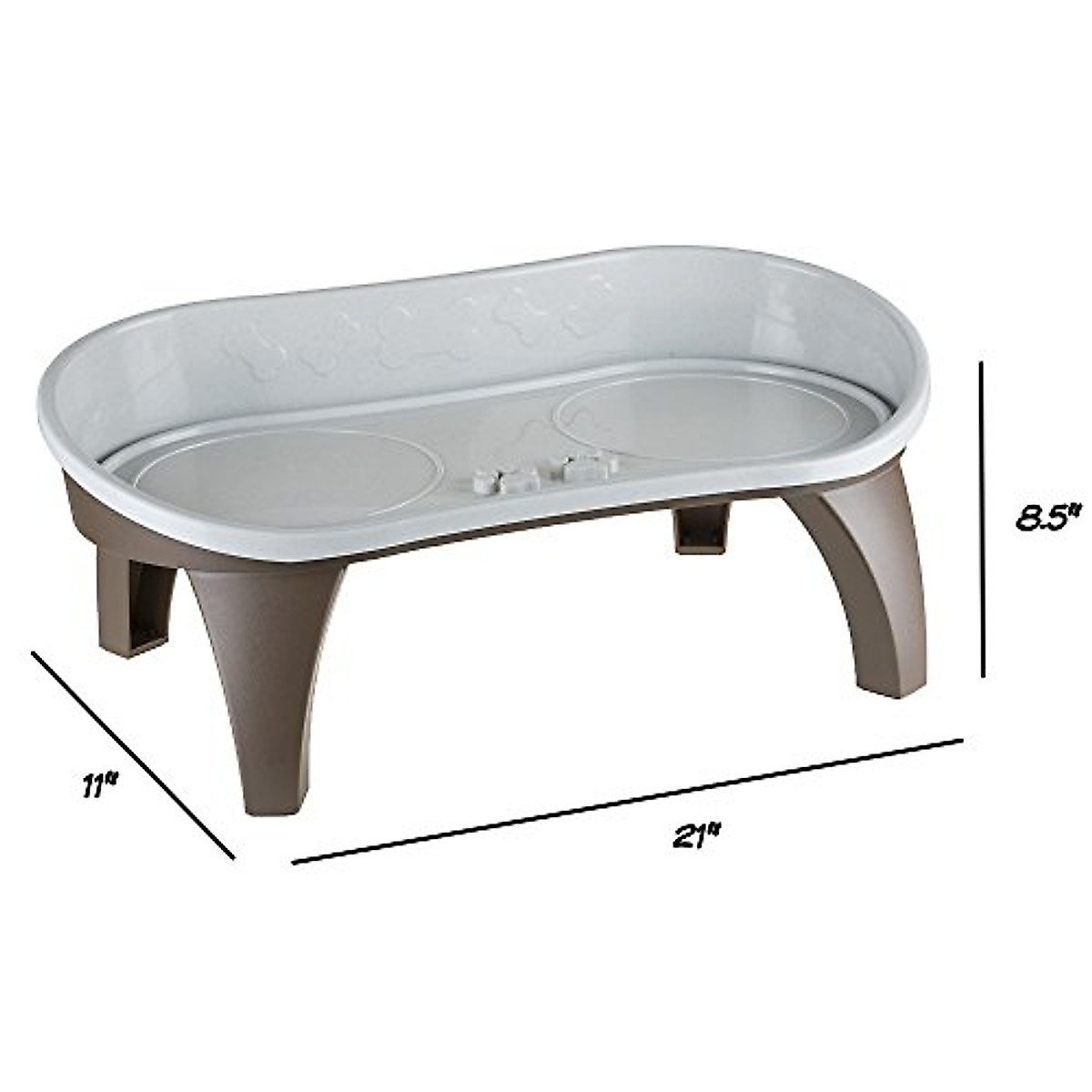 Elevated Pet Feeding Tray with splash guard and non-skid feet 21in x 11in x 8.5in by PETMAKER