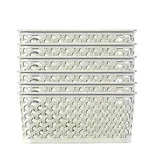 Curver My Style Small Rectangular Storage Basket, Vintage White, 4 Litre