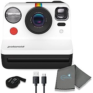 Polaroid Cameras Gen 2 Now I-Type Instant Film Camera, Film Photography, Print Instant Photo, Great As A Gift, Bundle with a Lens Cleaning Cloth
