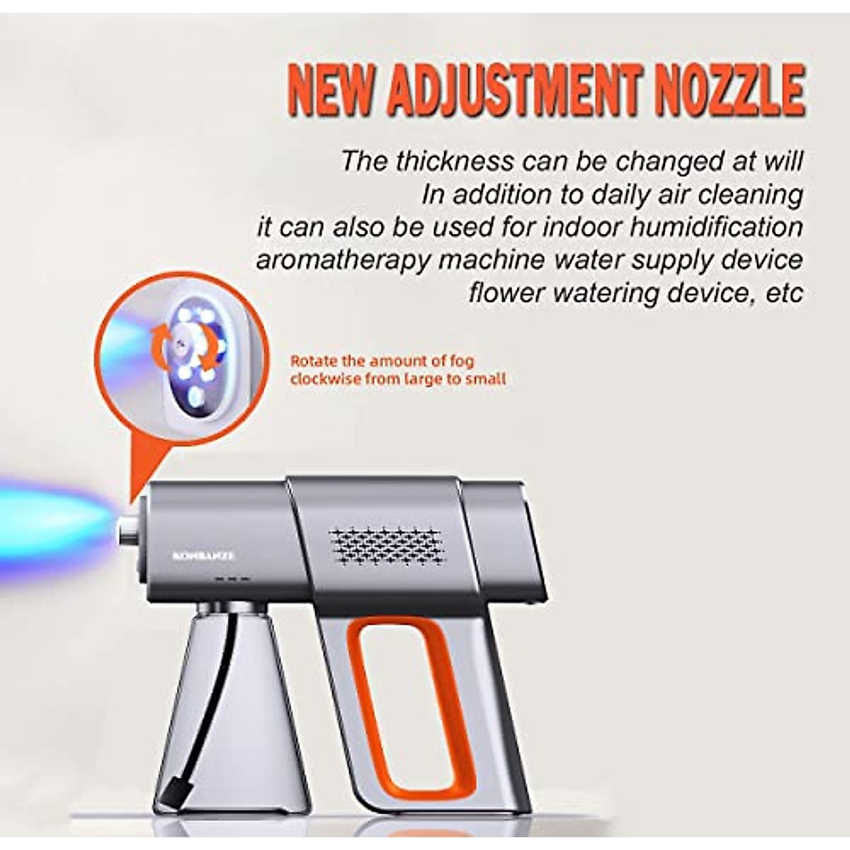 Handheld Induction Nano Fogger Machine，Sanitizer Spray Machine, Electrostatic Sprayer， Electrostatic Atomizer Sprayer，Cordless Nano Steam for Home Office Garden use (Gray)