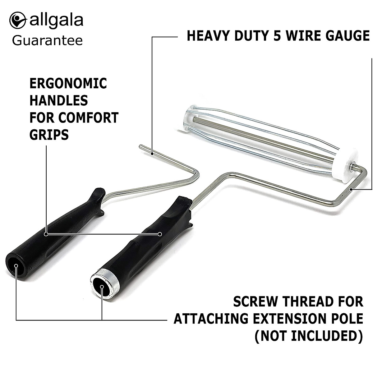 Allgala 12-Piece Premium Painting Roller Kit Set with Roller Frames, Covers, Steel Tray, Brush, Mixer, Masking Tape etc - TH10302