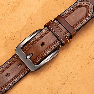 HOLMANSE Italian Full Grain Leather Casual Jean Belt Men Genuine Real Leather Western Golf Cowboy Belt Gift Box Packaging