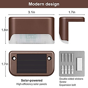 AOYOO Solar Deck Lights Outdoor, 8 Pack Fence Post Solar Lights, Solar Step Lights Outdoor Waterproof for Outdoor Pathway, Yard, Patio, Stairs, Step and Fences (Warm White)