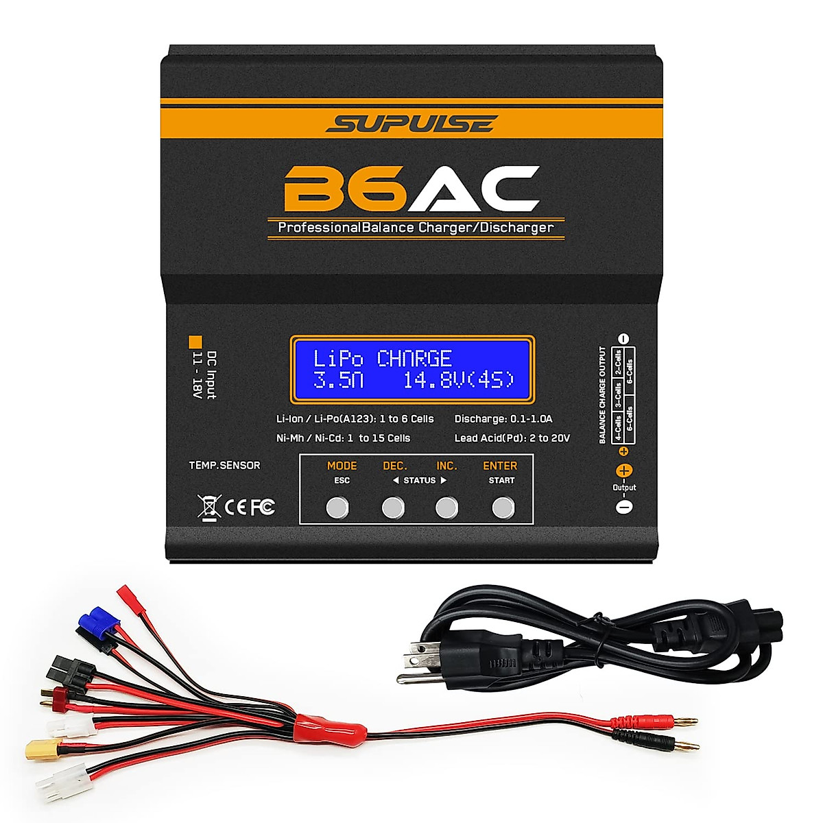 SUPULSE Lipo Battery Charger 1-6S AC/DC 80W and Lipo Battery Charger DC 3.7V 1S 1 Cell RC Charger Micro 5 Ports with LED Indicator