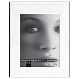 MCS Framatic Fineline Aluminum Frame, Black, 16 x 20 in matted to 11 x 14 in, Single