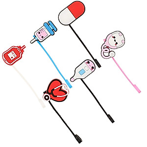 Beavorty 6pcs Medical Straw Cap Stethoscope Straw Cover Silicone Straw Cover Personalized Straw Covers Doctor Straw Toppers Silicone Animals Medical Themed Straw Caps Taste