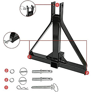 2" Receiver 3 Point Trailer Hitch Category 1 Tractor Tow Drawbar Adapter Compatible with BX Kubota John Deere LM25H WLM Tractor NorTrac Kioti Yanmar