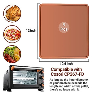 CONEHOY 9 Pcs Silicone Dehydrator Trays Reusable Nonstick Silicone Tray Liner Compatible with Cosori CP267-FD Multi-purpose Silicone Trays for Fruit Vegetables Crackers Meat