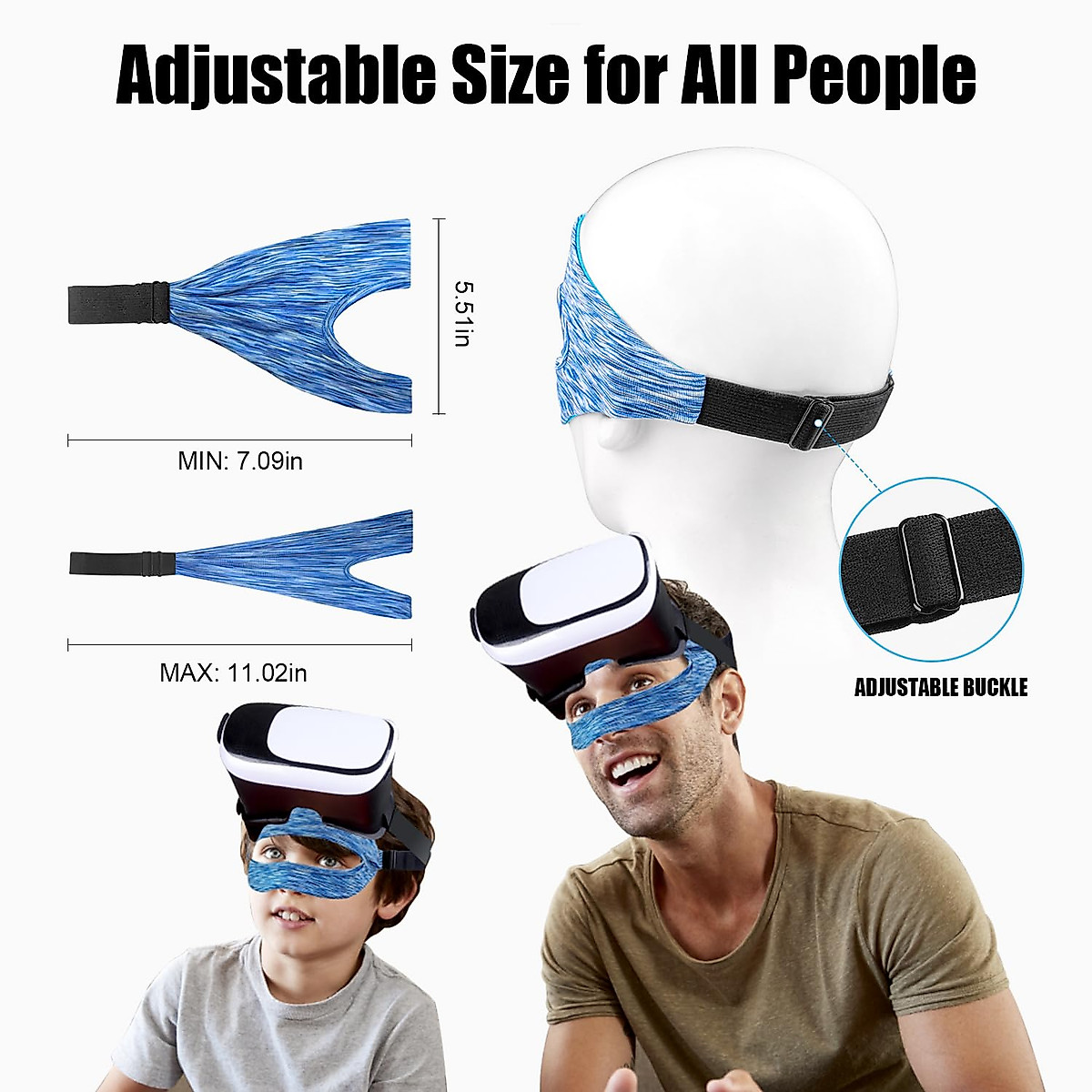 SAYAFAN VR Eye Mask, Adjustable Breathable VR Sweat Band for Meta/Oculus Quest 2/3/3S/Pro, HTC Vive, PS, Gear, VR Workouts (3PCS)