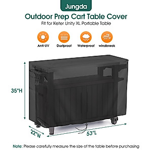 Jungda Prep Table Cover for 52 Inch Keter Unity XL Portable Outdoor Table and Storage Cabinet,Outdoor Bar Table Cover Waterproof Heavy Duty Patio Grill Table Cover