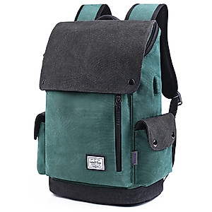 WindTook Travel Laptop Backpack for Women Canvas Daypack College School Bookbag Fit for 15 Inch Notebook, Oil Green