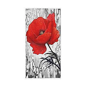 KOCOART Spring Red Poppies Kitchen Hand Towel Vintage Flower Summer Fingertip Towel Guest Towel for Bathroom Decor 16x30 in Soft Multipurpose Dishcloth Face Cloth for Beach Spa Gym Sport