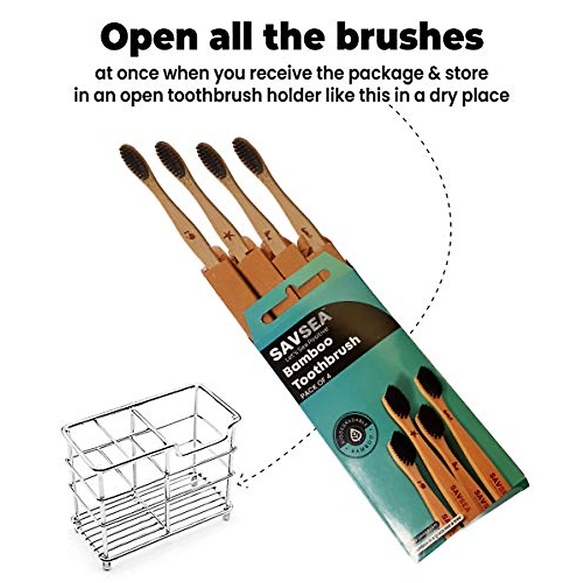 SAVSEA Bamboo Toothbrush with Soft Medium Bristles for Men & Women, (8 Toothbrushes)