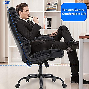 Big and Tall Office Chair 500lbs Wide Seat Ergonomic Desk Chair with Lumbar Support Arms High Back PU Leather Executive Task Computer Chair for Heavy People Women,Black