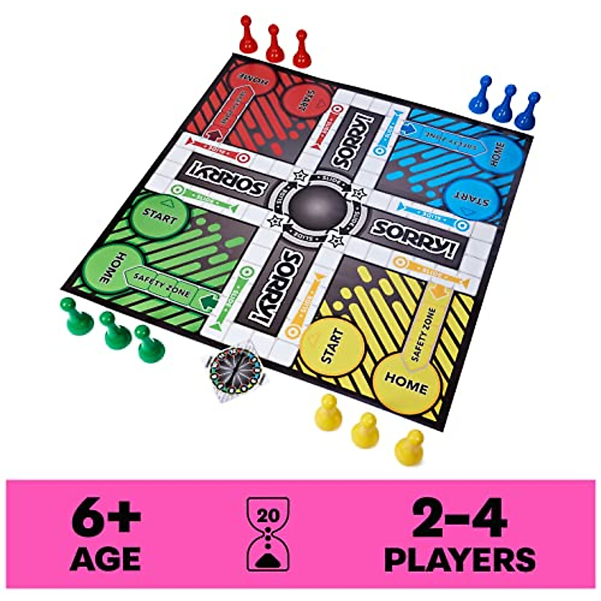 Giant SORRY Classic Family Board Game Indoor Outdoor Retro Party Activity Summer Toy with Oversized Gameboard, for Adults and Kids Ages 6 and up