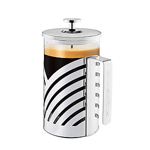 OVENTE French Press Coffee Maker 27 Ounce, 4 Level Stainless Steel Filter System & Heat Resistant Borosilicate Glass, Portable Pitcher for Travel Gift Easy Clean Carafe w/Scoop, Silver FSD27P